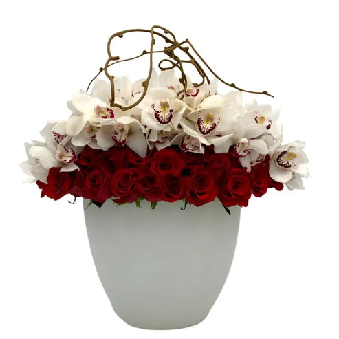 The King 100 Red Roses Cymbidium Orchids Miami | Ultimate Luxury $499 ...